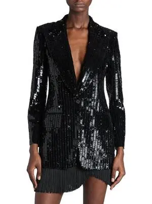 TOM FORD Sequin Striped Blazer - Black