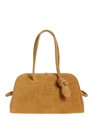 Jacquemus Jacquemus Le Turismo Croc Embossed Suede Bowling Bag Camel