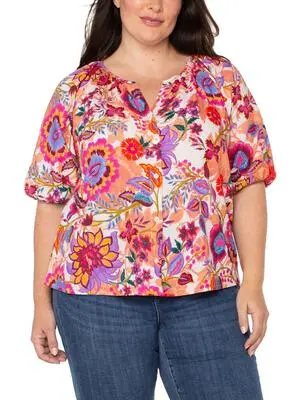 LIVERPOOL Floral Print Puff Sleeve Button-up Shirt - Floral Prds Multi