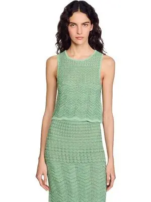 SANDRO Decorative Knit Crop Top