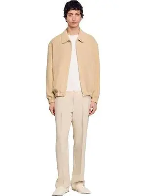 Sandro Zip-up Shirt Collar Jacket - Oats
