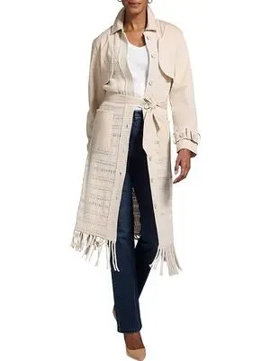 NIC+ZOE Mixed Media Fringe Knit Jacket - Cream Multi