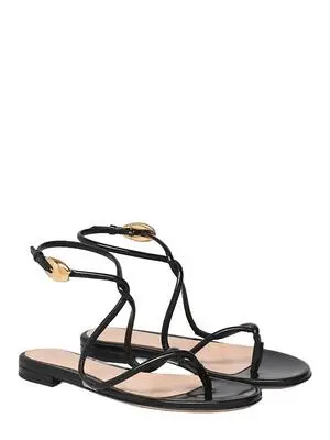 GIANVITO ROSSI Mamba Flat Sandal - Black Nappa Leather