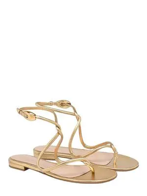 GIANVITO ROSSI Mamba Flat Sandal - Gold Nappa Leather