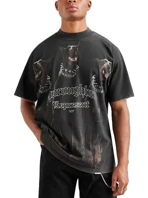 REPRESENT Oversized Fit Thoroughbred Graphic Tee - Vintage Black