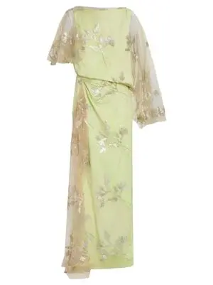 Erdem Short-sleeved Draped Dress - Green
