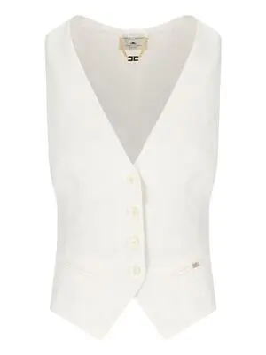 Elisabetta Franchi Viscose-linen Vest - Ivory
