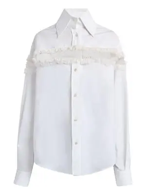 Alexander McQueen Ruffle-inset Button-down Blouse - Optical White