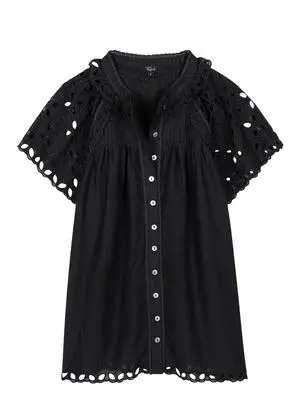 Rails Cerise Eyelet Blouse - Black