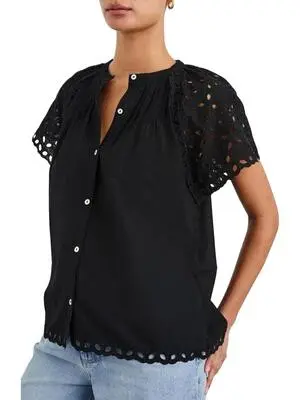 Rails Cerise Eyelet Blouse - Black
