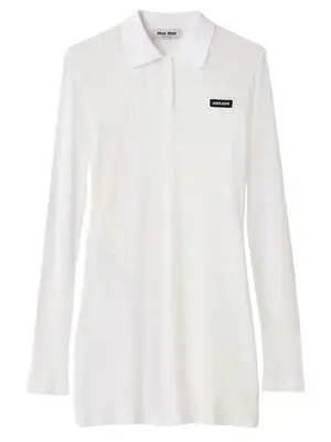 Miu Miu Ribbed-jersey Mini Dress - White