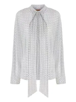 Missoni Sash-collar Lamé Blouse - Silver