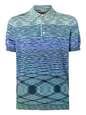 Missoni Striped Cotton Polo Shirt - Blue