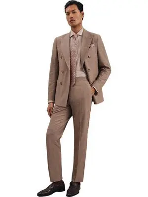 REISS Belmont Slim-fit Wool Trousers - Brown