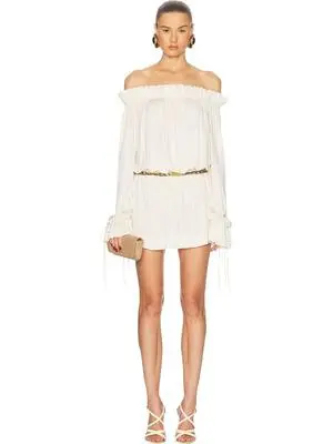 Saint Laurent Off The Shoulder Mini Dress - Craie