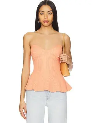 Line & Dot Saffy Peplum Top - Coral