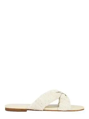 Kaanas Banha Criss Cross Linen Sandals - Oat