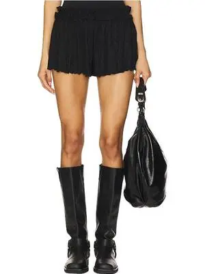 Tularosa Nikki Embroidered Floral Knit Short - Black