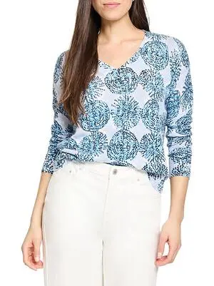 NIC+ZOE Sand Dollar Printed Sweater - Blue Multi