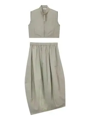 B+AB Zip-front Top And Skirt Set - Neutrals