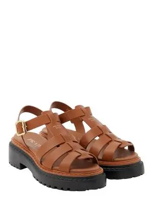 Prada Fisherman Leather Sandals - Brown