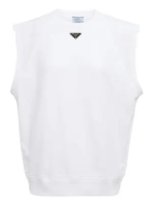 Prada Logo Cotton Jersey Top - White