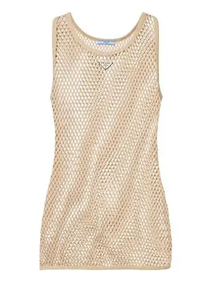 Prada Sheer Cotton Tank Top - Beige