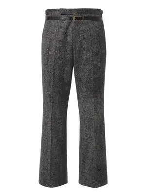 Prada Checked Cotton Gabardine Wide-leg Pants - Grey