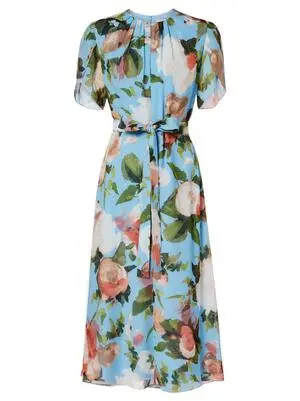Erdem Floral Print Silk Voile Midi Dress - Multicoloured