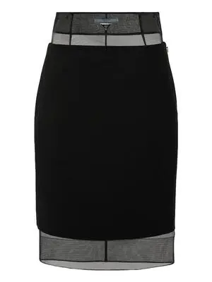 Prada Crinoline And Virgin Wool Midi Skirt - Black