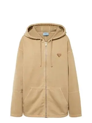 Prada Oversized Zip-up Hoodie - Beige