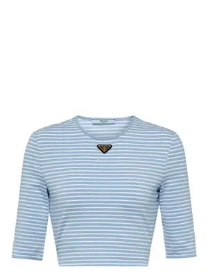 PRADA Prada Logo Cotton-Blend Crop Top