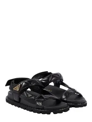 Prada Fussbett Quilted Leather Sandals - Black