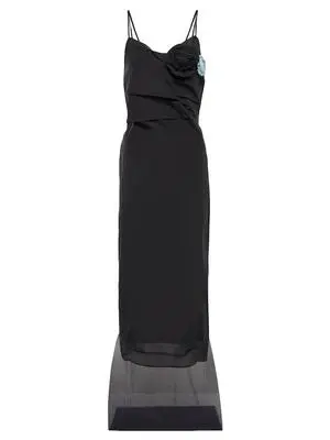 Prada Embellished Draped Gown - Black
