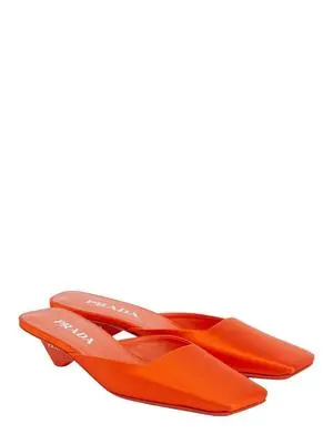 Prada Satin Mules - Orange
