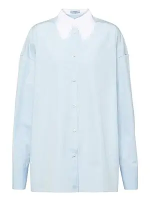 Prada Fringe-trimmed Cotton Poplin Shirt - Blue
