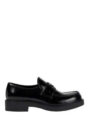 Prada Brushed Leather Loafers - Black