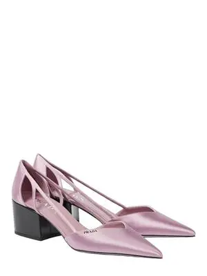 Prada Cutout Satin Pumps - Pink