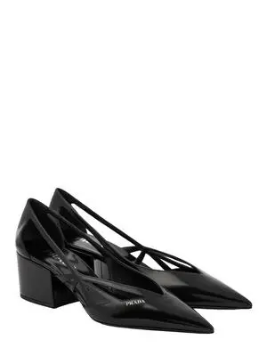 Prada Cutout Leather Pumps - Black