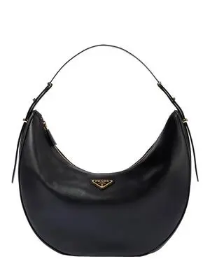 Prada Arque Large Leather Shoulder Bag - Black