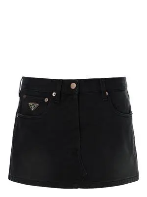 Prada Low-rise Denim Skirt - Black