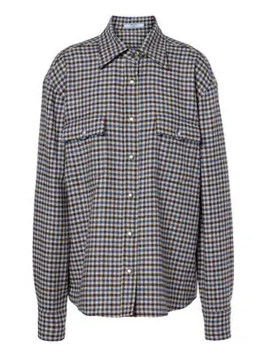 Prada Checked Wool Shirt - Brown