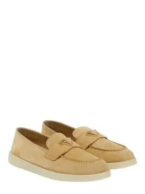 Prada Saint Tropez Suede Loafers - Beige