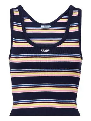 PRADA Striped Cotton Tank Top