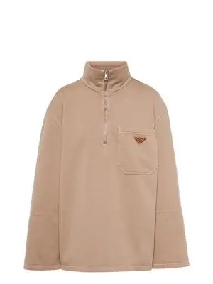 Prada Cotton Half-zip Sweatshirt - Beige