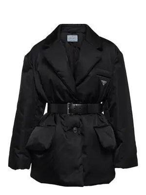 Prada Re-nylon Belted Padded Jacket - Black
