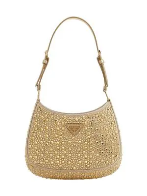 Prada Cleo Embellished Satin Shoulder Bag - Gold