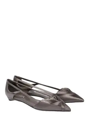 Prada Cutout Satin Ballet Flats - Pink