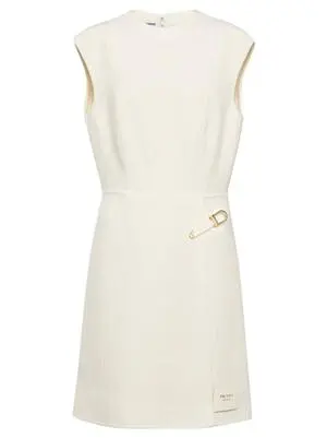 Prada Embellished Wool-blend Minidress - White