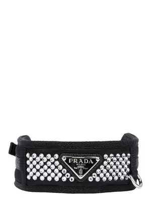 Prada Logo Crystal-embellished Dog Collar - Black